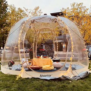 alvantor pop up bubble tent - 12’ x 12’ instant igloo tent - 8-10 person screen house for patios - large oversize weather proof pod - cold protection camping tent - beige