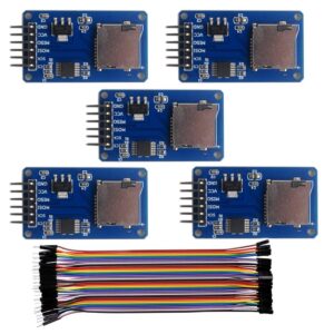 wishiot 5pcs sd card module mini tf card reader sensor with spi interface onboard level conversion +1pc 40p male to female dupont cable for arduino mega2560 nano esp8266 esp32 wemos d1 mini