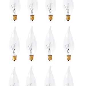 Mandala Crafts Pack of 12 E12 25W Flame Tip Candelabra Light Bulbs for Appliance Chandelier Light Bulb