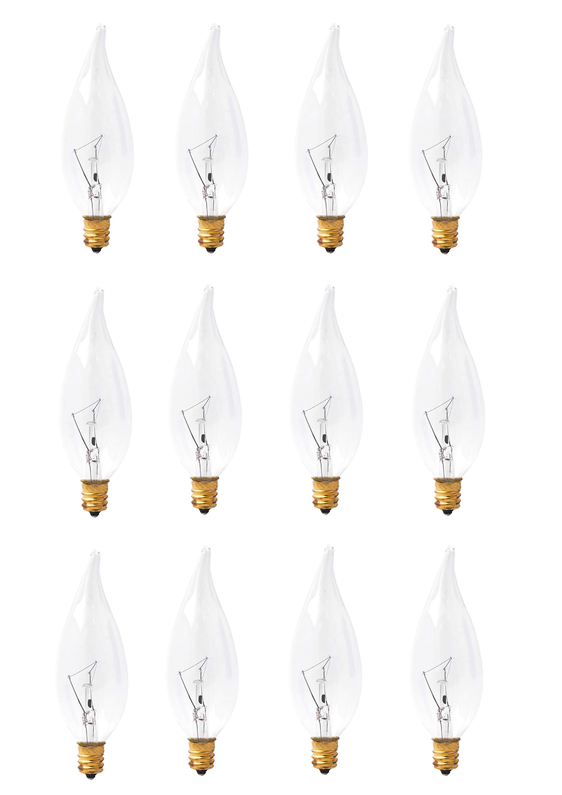 Mandala Crafts Pack of 12 E12 25W Flame Tip Candelabra Light Bulbs for Appliance Chandelier Light Bulb