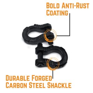 GearAmerica UBER Shackles with Anti-Theft Lock – 80,000 Lbs (40 T) Strength – Connect Tow Strap or Winch Line for Off-Road Recovery – Towing D-Rings and ?” UberLock Security Pin – Black, 2-Pack