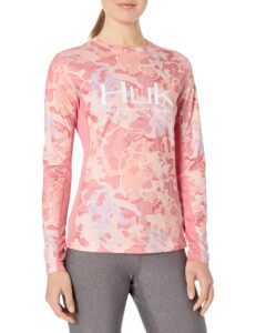 huk women's icon x camo long sleeve performance fishing shirt, lanier, small