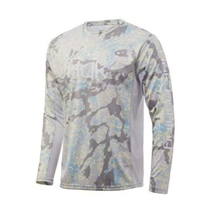 huk men's icon x camo long sleeve performance fishing shirt, kryptek obskura sundarban, small