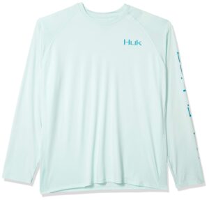 huk men's pursuit long sleeve sun protecting fishing shirt, americana flag-seafoam, 3x-large