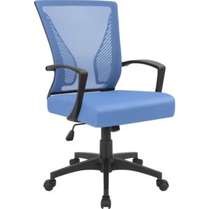 furmax office chair mid back swivel lumbar support desk chair, computer ergonomic mesh chair with armrest (blue)