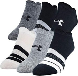 under armour women's essential 2.0 lightweight no show socks, 6-pairs , black/gray assorted , medium