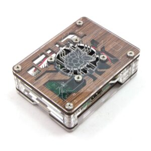 c4labs zebra virtue fan case for raspberry pi 4b, 3, 2 and b+ (wood ice)