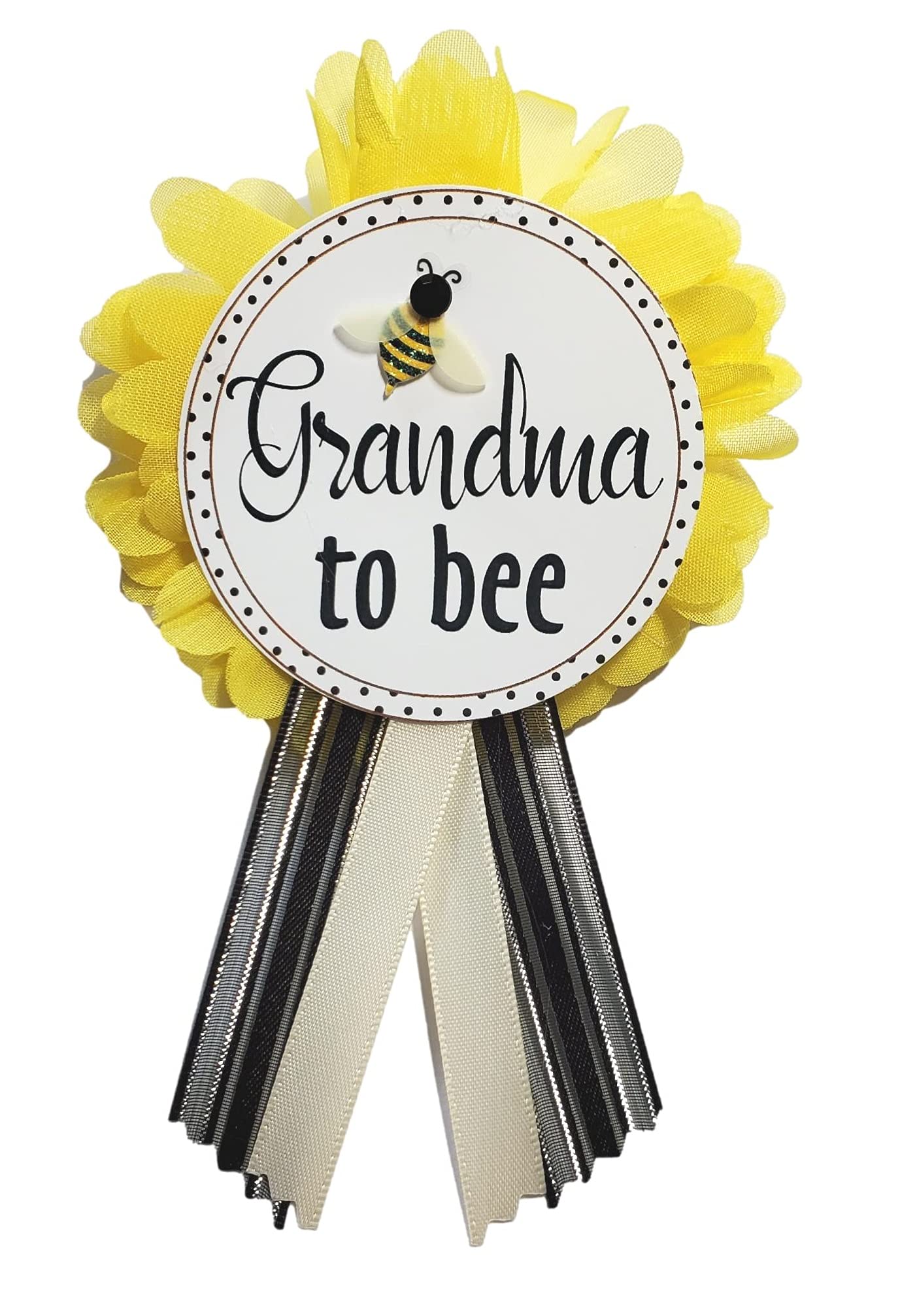 Grandma to Be Pin Bee Baby Shower Badge Corsage Yellow Flower & Black Ribbon pin for Nona to wear Sprinkle Bumble