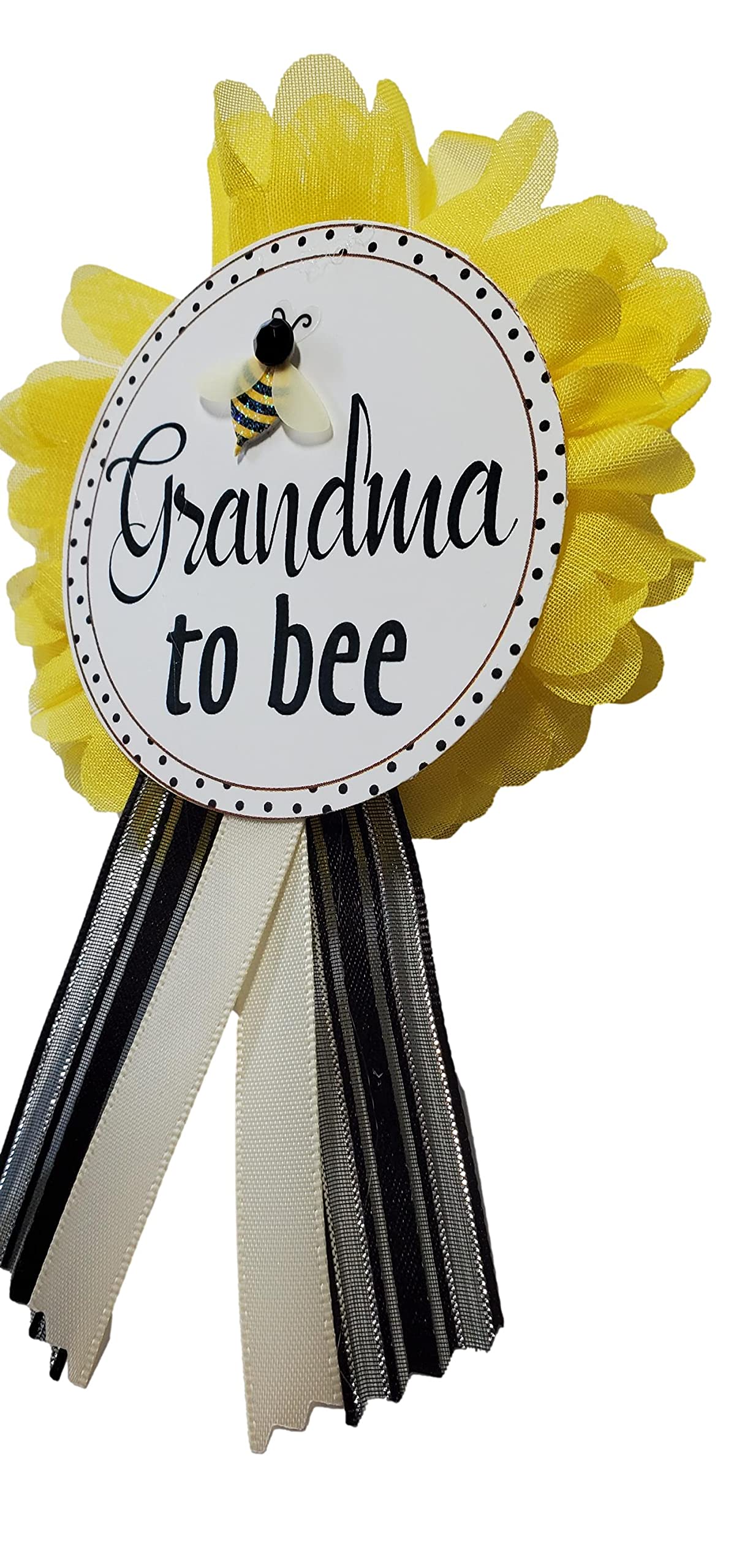 Grandma to Be Pin Bee Baby Shower Badge Corsage Yellow Flower & Black Ribbon pin for Nona to wear Sprinkle Bumble