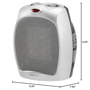 Amazon Basics 1500W Ceramic Personal Heater with Adjustable Thermostat, Silver