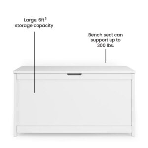 Child Craft Harmony 33” Wood Storage Box, Large Storage Chest, Plenty of Storage, 2 Safety Hinges, Standard Ventilation Hole on Back, 6 Cubic Feet of Storage (Matte White)