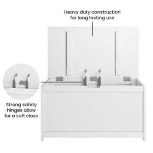 Child Craft Harmony 33” Wood Storage Box, Large Storage Chest, Plenty of Storage, 2 Safety Hinges, Standard Ventilation Hole on Back, 6 Cubic Feet of Storage (Matte White)