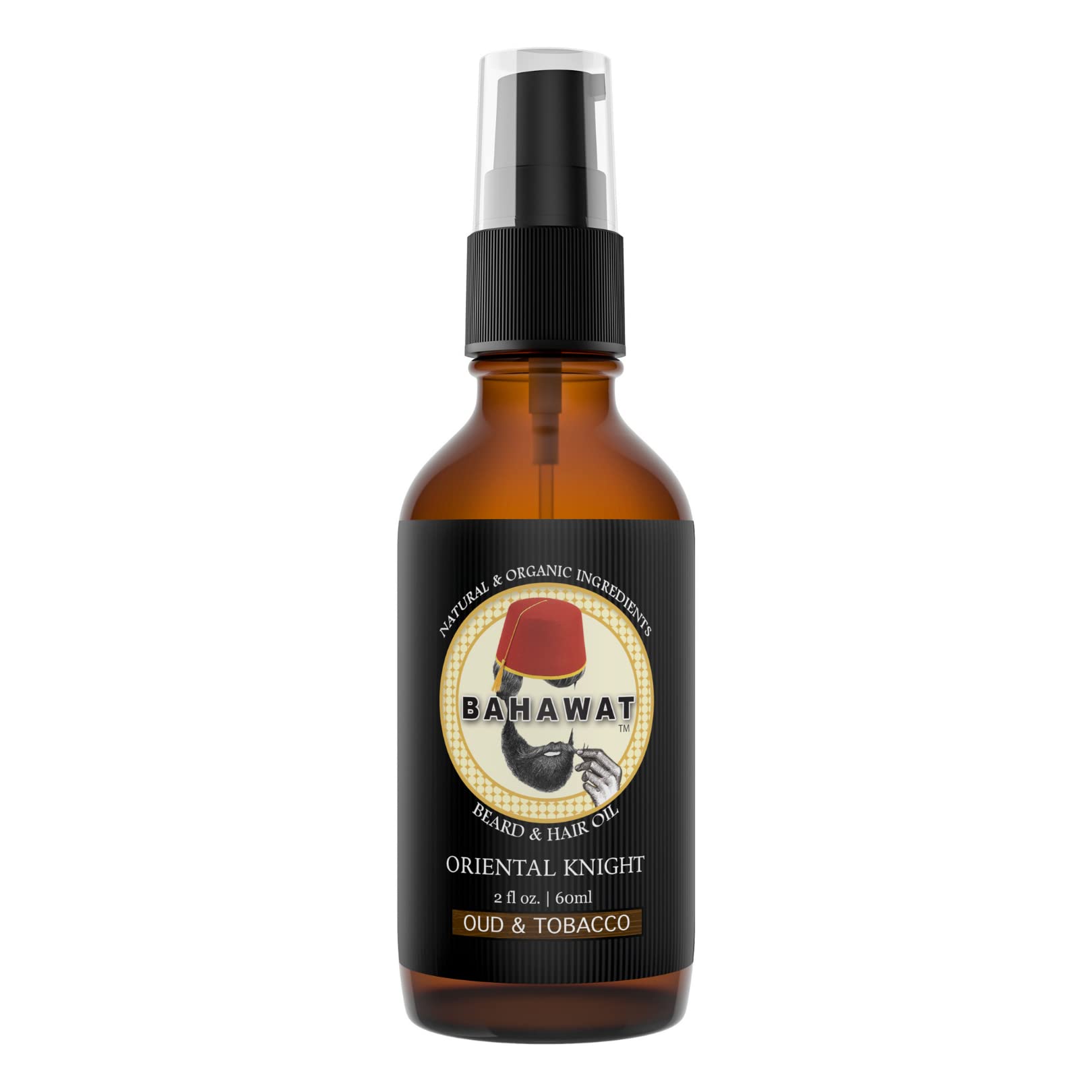 BAHAWAT: Premium Beard Oil Conditioner & Softener - Oriental Knight- 2 ounce - Beard Itch and Dry Skin Relief - Handcrafted from Natural Ingredients - Made in the USA