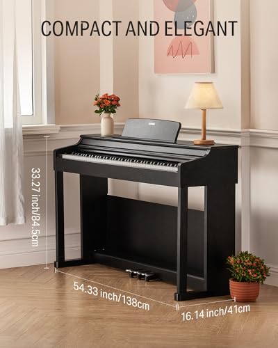 Donner DDP-100 88-Key Weighted Action Digital Piano for Beginner Bundle with Piano Keyboard Stand, Power Adapter, Triple Pedals, MP3 Function, USB-MIDI, 2 Headphone Jacks Black