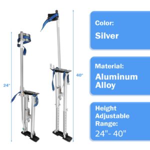 SUPERFASTRACING 24-40 inch Drywall Stilts Aluminum Tool Silver Stilt for Painting Painter Taping Silver