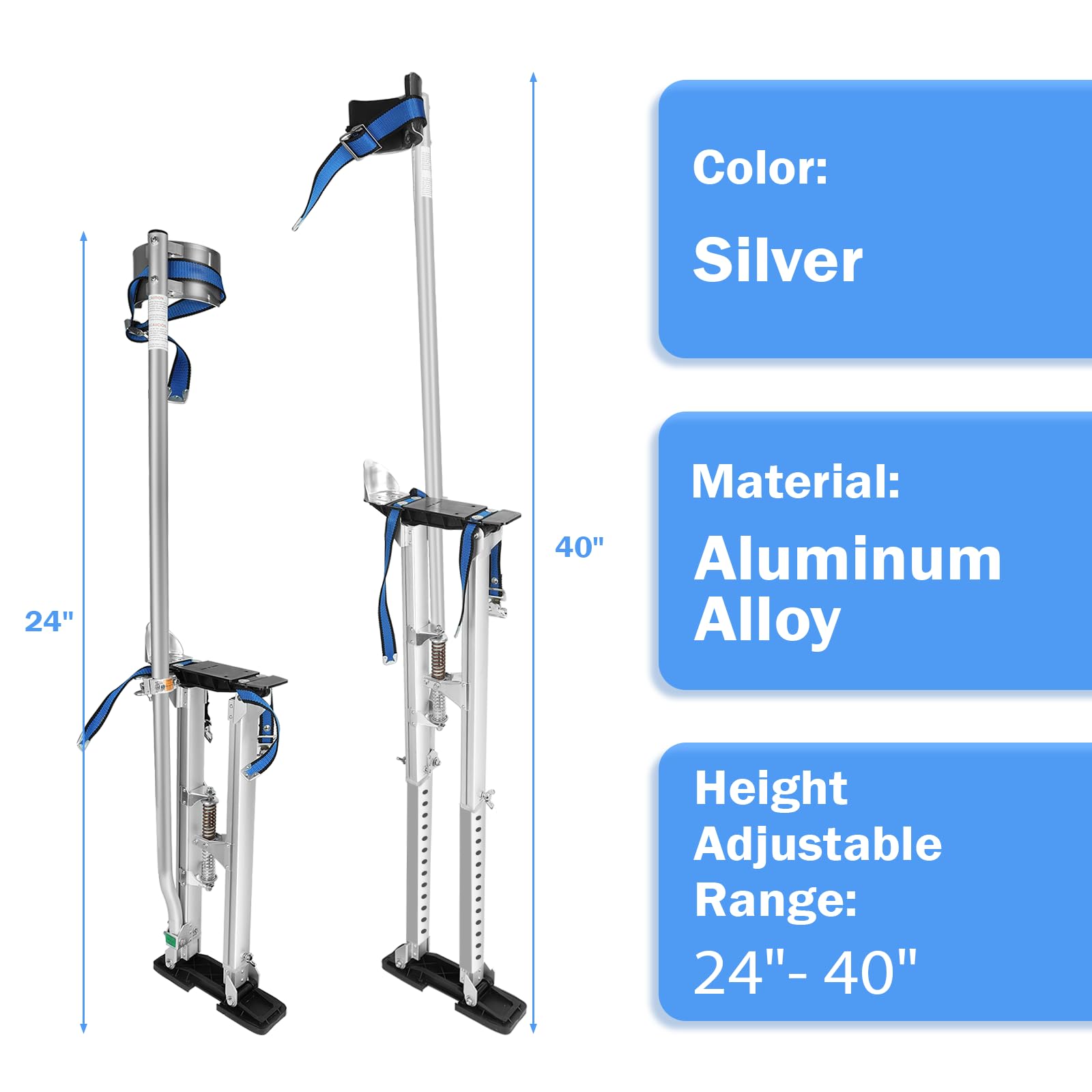 SUPERFASTRACING 24-40 inch Drywall Stilts Aluminum Tool Silver Stilt for Painting Painter Taping Silver