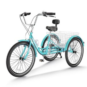 barbella adult tricycles, 7 speed adult trikes 20/24/26 inch 3 wheel bikes, cruise bike with basket for seniors, women, men for recreation, shopping, exercise, multiple colors