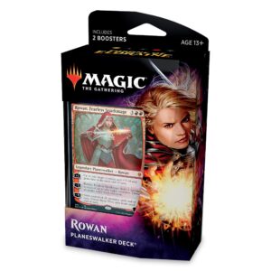 magic: the gathering throne of eldraine rowan, fearless sparkmage planeswalker deck | ready-to-play | 60- card starter deck