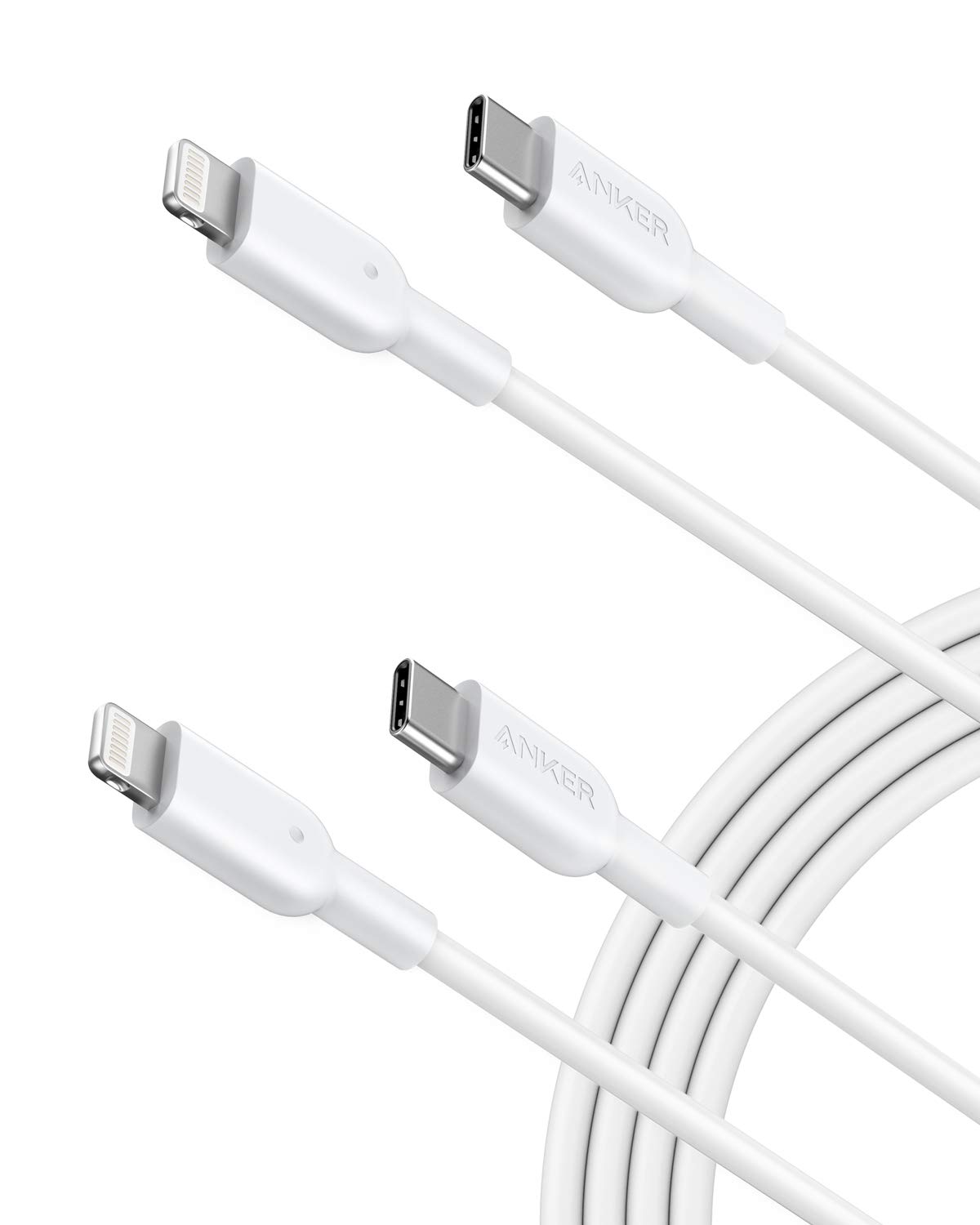 Anker USB C to Lightning Cable [6ft, 2-Pack MFi Certified] Powerline II for iPhone 13 13 Pro 12 11 X XS XR 8 Plus AirPods Pro, Supports Power Delivery (White)