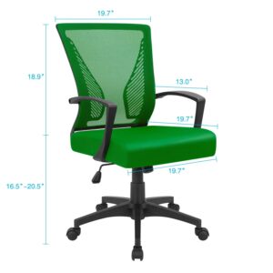 Furmax Office Chair Mid Back Swivel Lumbar Support Desk Chair, Computer Ergonomic Mesh Chair with Armrest (Green)