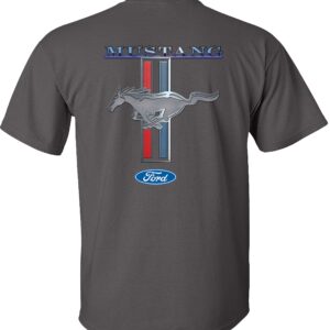 Fair Game Mustang Racing Stripe Ford T-Shirt 5.0 Patriotic Shelby Pony Tribar-Charcoal-XL