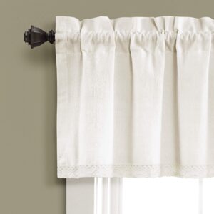 Lush Decor Valance, Light Linen Lace Window Curtain Dark, 18" x 52" + 2" Header