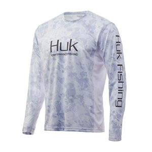 huk men's standard icon x camo long sleeve performance fishing shirt, kenai, large