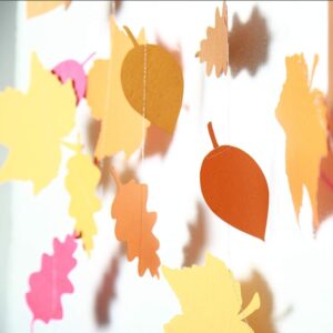 Cheerland 52 Ft Fall Leaf Polka Dots Garlands for Thanksgiving Party Decorations Banner Backdrop Hanging Decor Streamer for Birthday Wedding Baby Shower Fall Autumn Thanksgiving Harvest Party Supplies