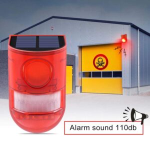 Keeda Solar Warning Light Sensitive Strobe Security Alerts LED Warning Lamp Solar Motion Sensor Alarm Yard Day Mode + Night Mode