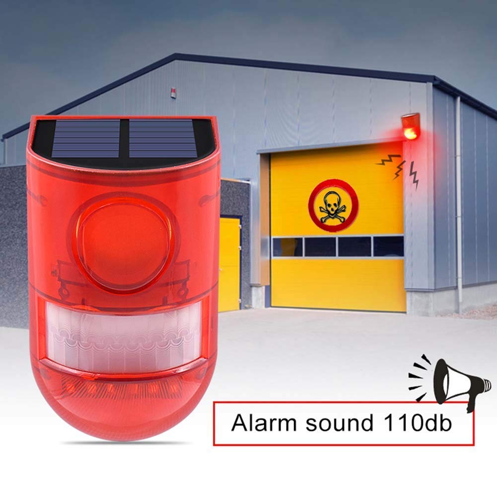 Keeda Solar Warning Light Sensitive Strobe Security Alerts LED Warning Lamp Solar Motion Sensor Alarm Yard Day Mode + Night Mode