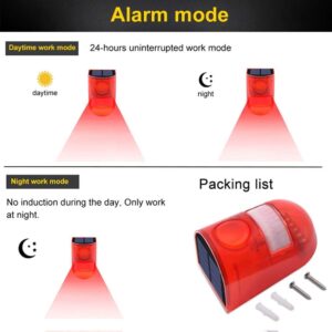 Keeda Solar Warning Light Sensitive Strobe Security Alerts LED Warning Lamp Solar Motion Sensor Alarm Yard Day Mode + Night Mode