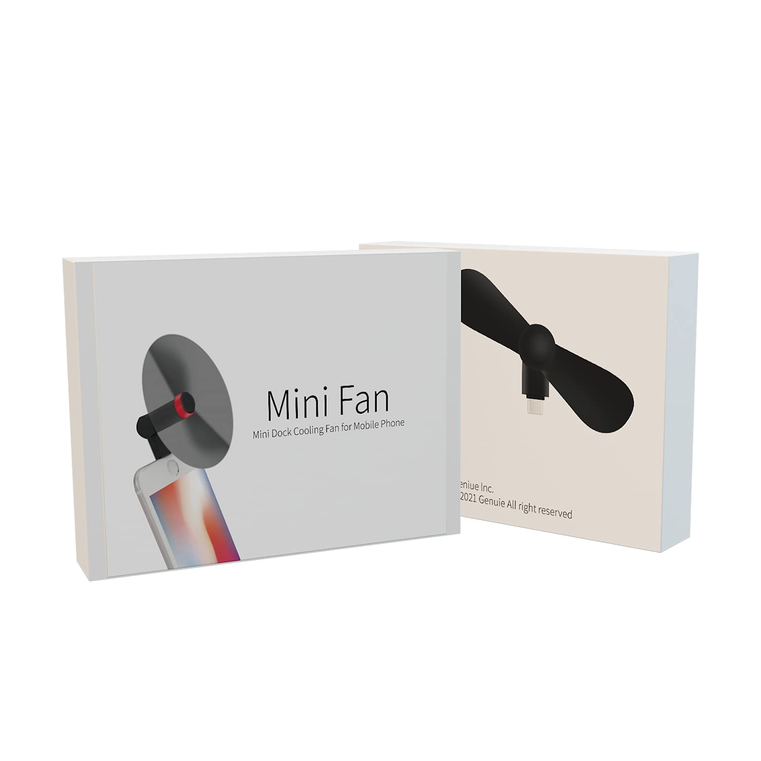 XNMBCRE Genuie Fan for iPhone(2 packs), Mini Fan with 180 Rotating, Strong Wind, Lightweight Compatible for iPhone, iPad, iPod and Any Lighting Devices. Upgraded Version (Black and Rose Red)