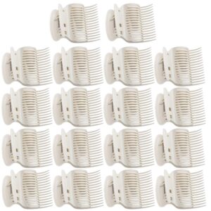 18 pieces hot roller clips plastic hair curler claw clips replacement roller clips for small, medium, large and jumbo hair rollers (white)