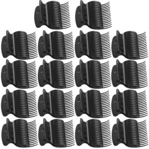 18 pieces hot roller clips plastic hair curler claw clips replacement roller clips for small, medium, large and jumbo hair rollers (black)