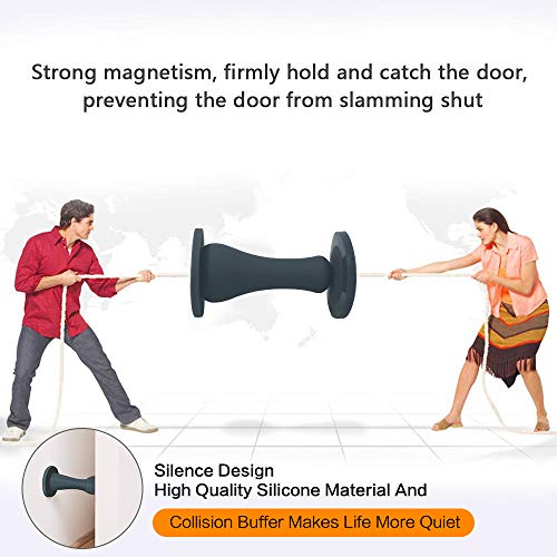 ZC GEL Door Stop, Silicone Magnetic Door Stop Holder Wall Mount Damage-Free with Durable Waterproof House Door Stopper,Eco-friendly Special Adhesive Door Stoppers No Need to Drill Collision Mute(Gray)