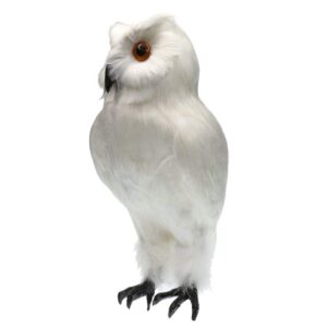 kodoria artificial feathered owl realistic bird decoration taxidermy garden decor - white 1