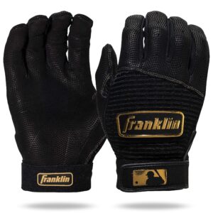 franklin sports adult mlb pro classic batting gloves, large, pair, black/gold