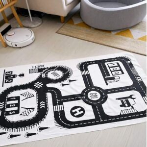 Extpro Kids Cotton Playmat Rug 55.11" L x 35.5" W,Baby Toddler Child Floor Road Adventure Racing Carpet, for Bedroom Playroom Classroom Indoor Outdoor