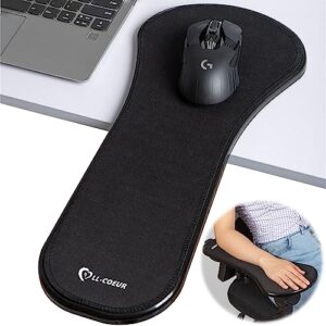 ll-coeur arm support wrist rest for table and chair, ergonomic armrest desk extender, multifunctional computer mouse pad holder (black)