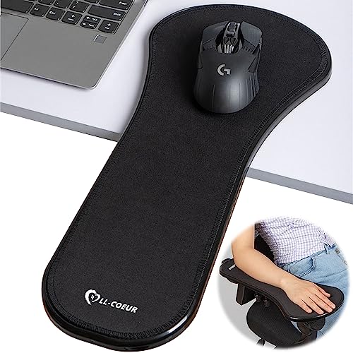 LL-COEUR Arm Support Wrist Rest for Table and Chair, Ergonomic Armrest Desk Extender, Multifunctional Computer Mouse Pad Holder (Black)