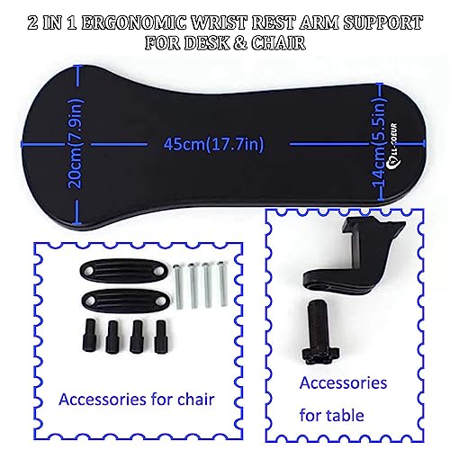 LL-COEUR Arm Support Wrist Rest for Table and Chair, Ergonomic Armrest Desk Extender, Multifunctional Computer Mouse Pad Holder (Black)