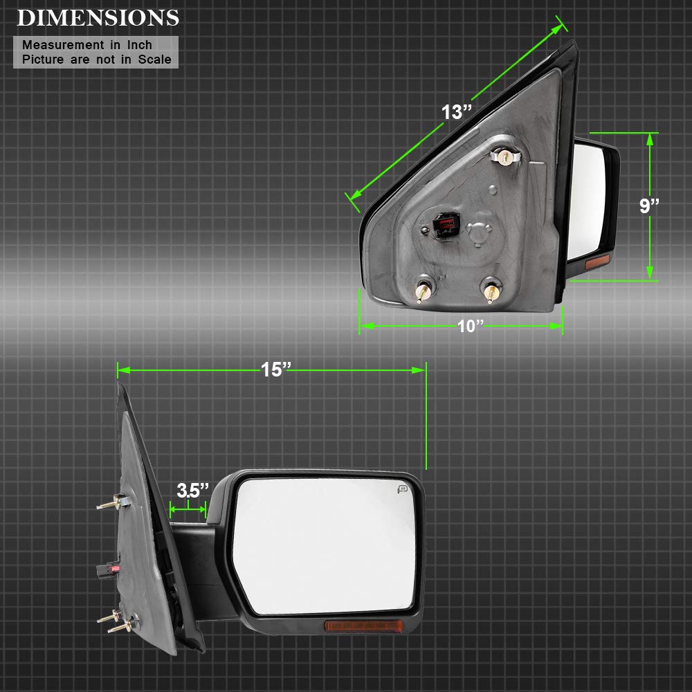 ACANII - For 2004 2005 2006 Ford F150 Pickup LED Sequential Signal Power Heated View Side Mirrors Set Driver + Passenger