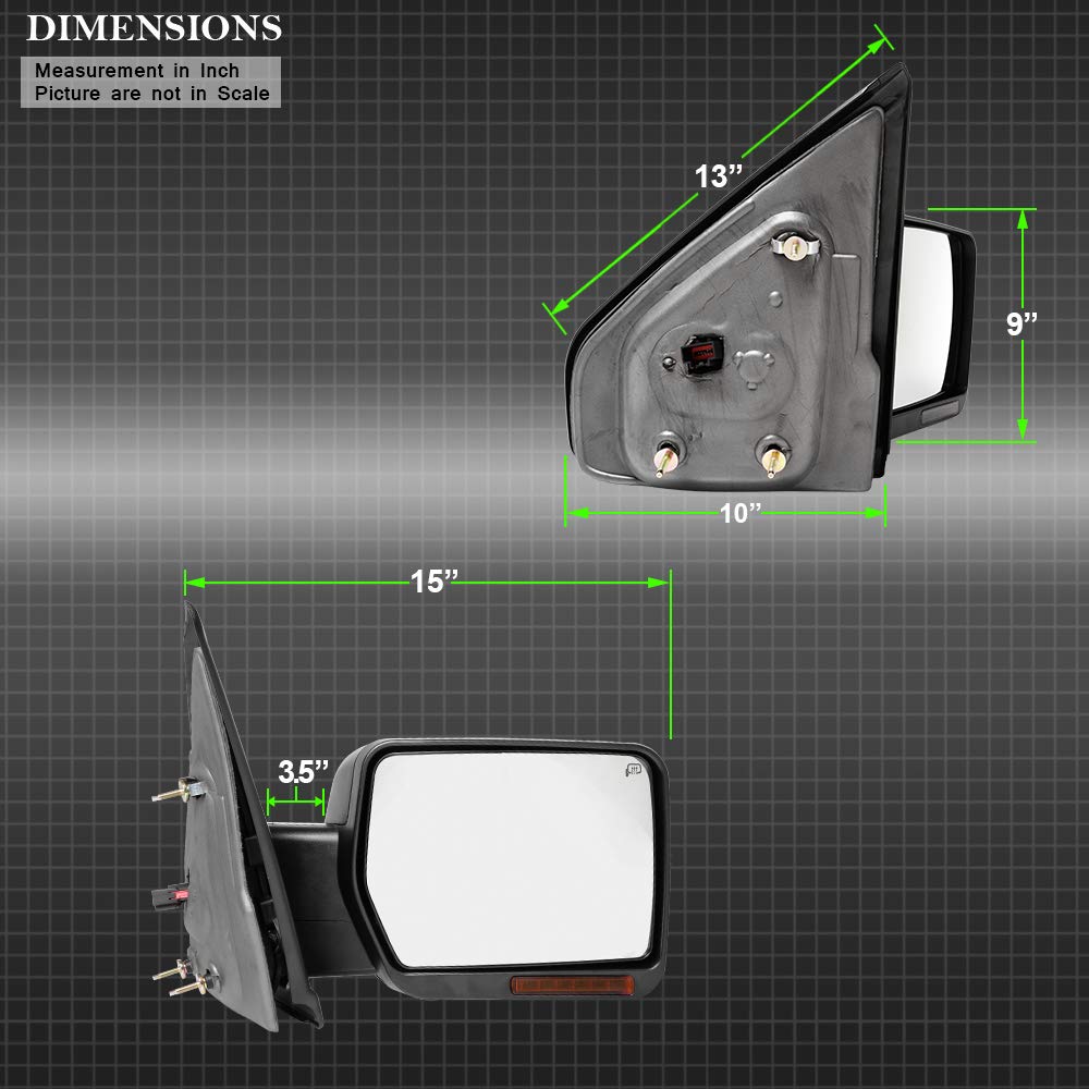 ACANII - [LED Sequential Signal] Power Heat Side Mirrors Driver+Passenger OE Style For 2007-2014 Ford F150 Left+Right