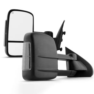 acanii - telescoping power heat smoke led towing mirrors passenger+driver for 2014-2017 chevy silverado/gmc sierra