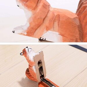 Booluee Vivid Handmade Wood Carving Cartoon Animal Mini Desktop Stapler with 1000 Pcs No.12 Staples for Office School Stationery Gift for Children (Tiger)