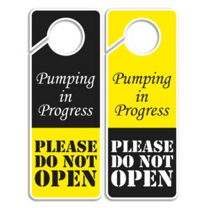 do not disturb sign - pumping in progress do not open, door hanger 2 pack, double sided, ideal for using in any places