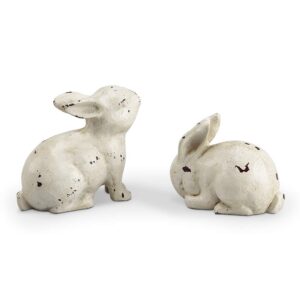 white rabbit pair decor, set of 2