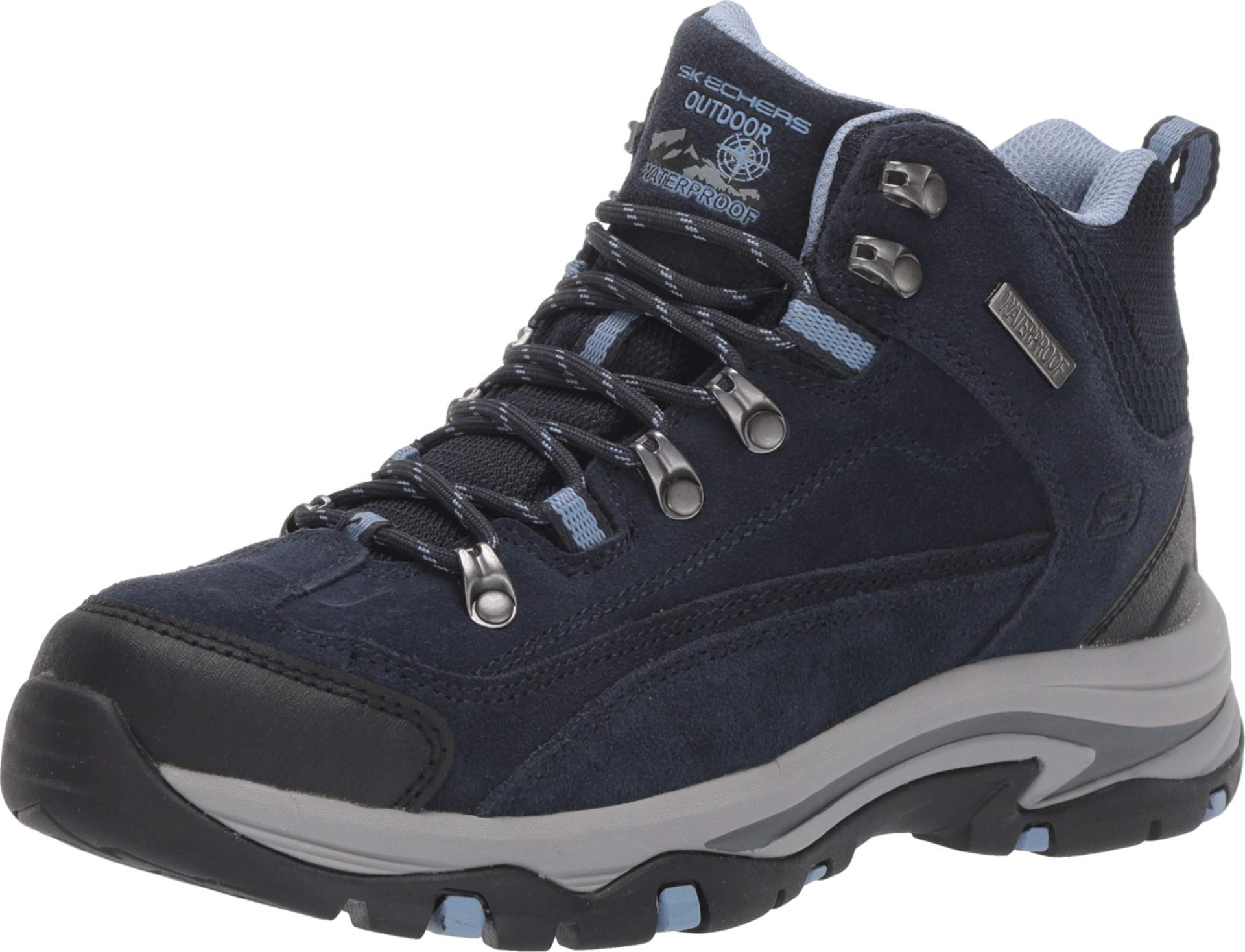 Skechers womens Hiker Hiking Boot, Navy/Grey, 7 US