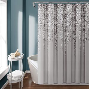 lush decor weeping flower shower curtain, 72" x72", gray