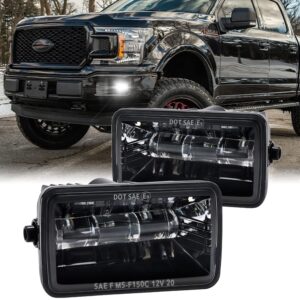 z-offroad dot approved led fog lights for ford f150 2015-2020, waterproof rectangular bumper driving lamp set assembly kit - black